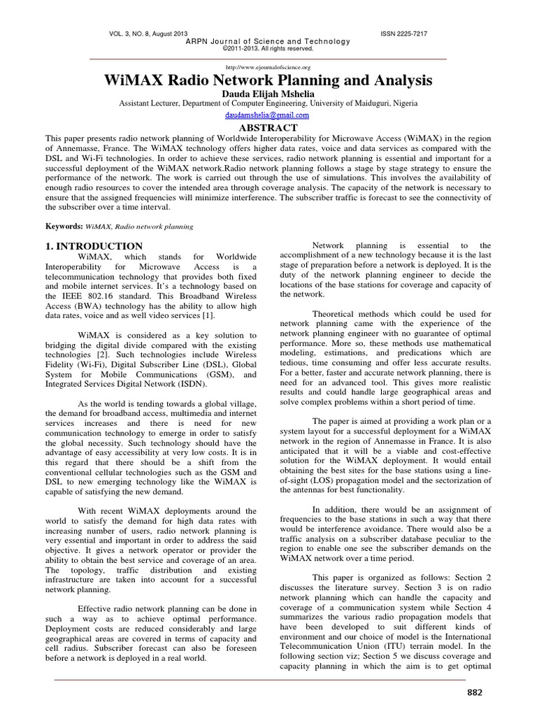 WiMAX Radio Network Planning and Analysi PDF | PDF | Wi Max | Antenna ...
