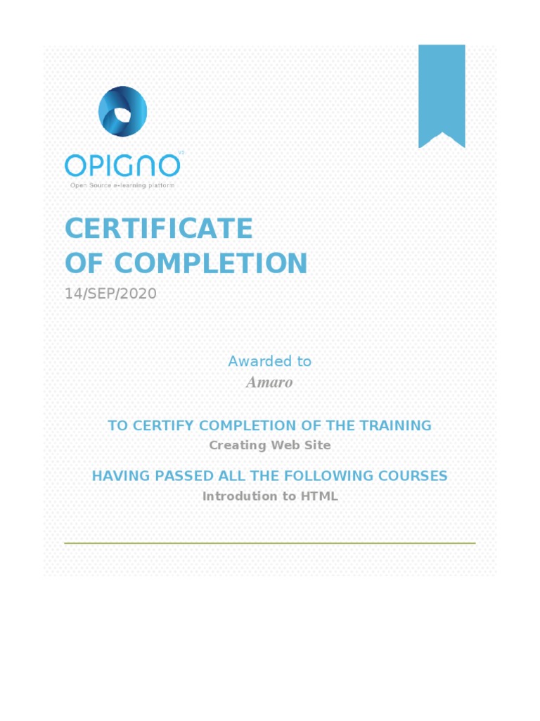Default Certificate | PDF