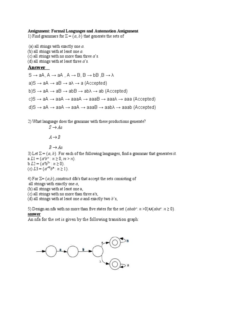 Formal Languages And Automation Assignment Pdf String Computer