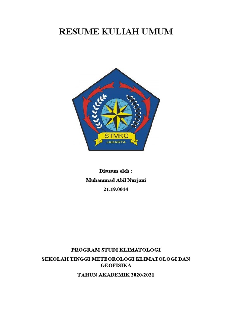 Resume Kuliah Umum Dalam Rangka Dies Natalis STMKG Ke-65 | PDF