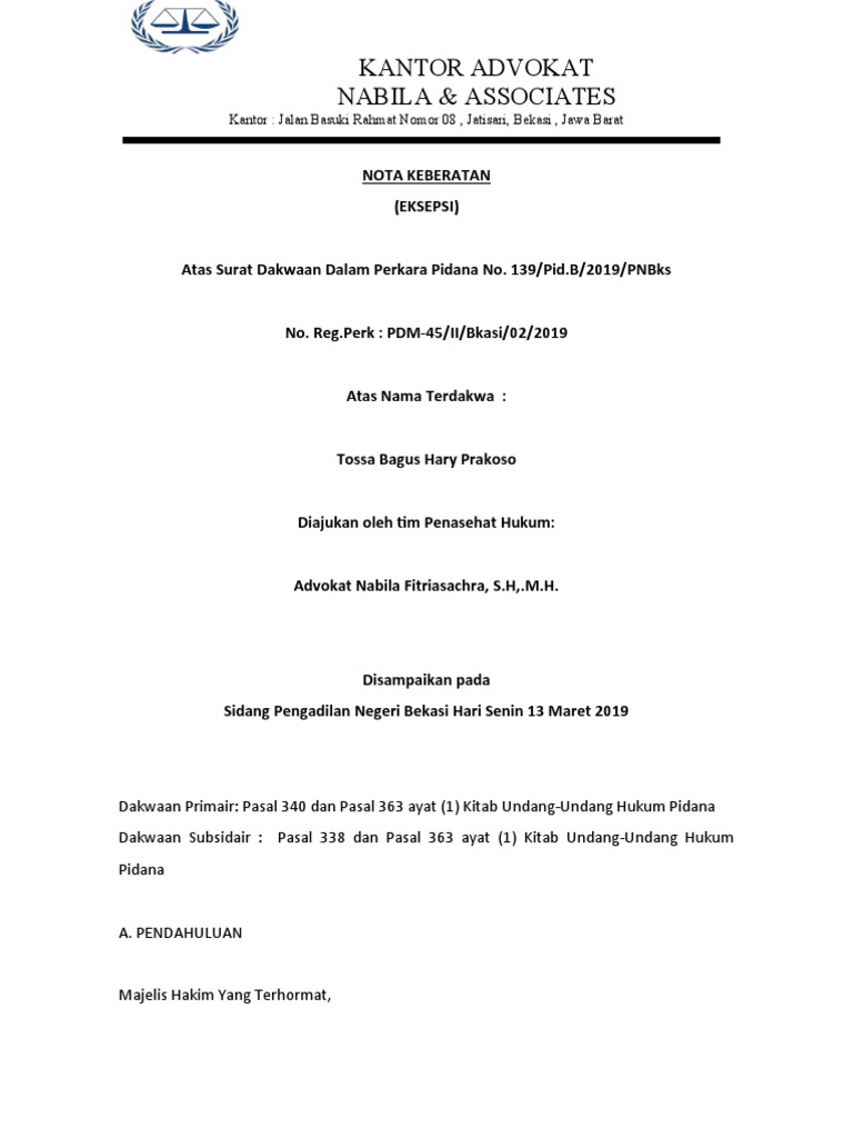 Nota Keberatan | PDF