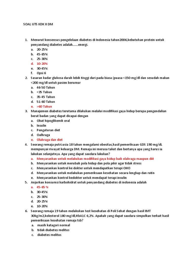 SOAL UTS KDK II DM SEHAT | PDF