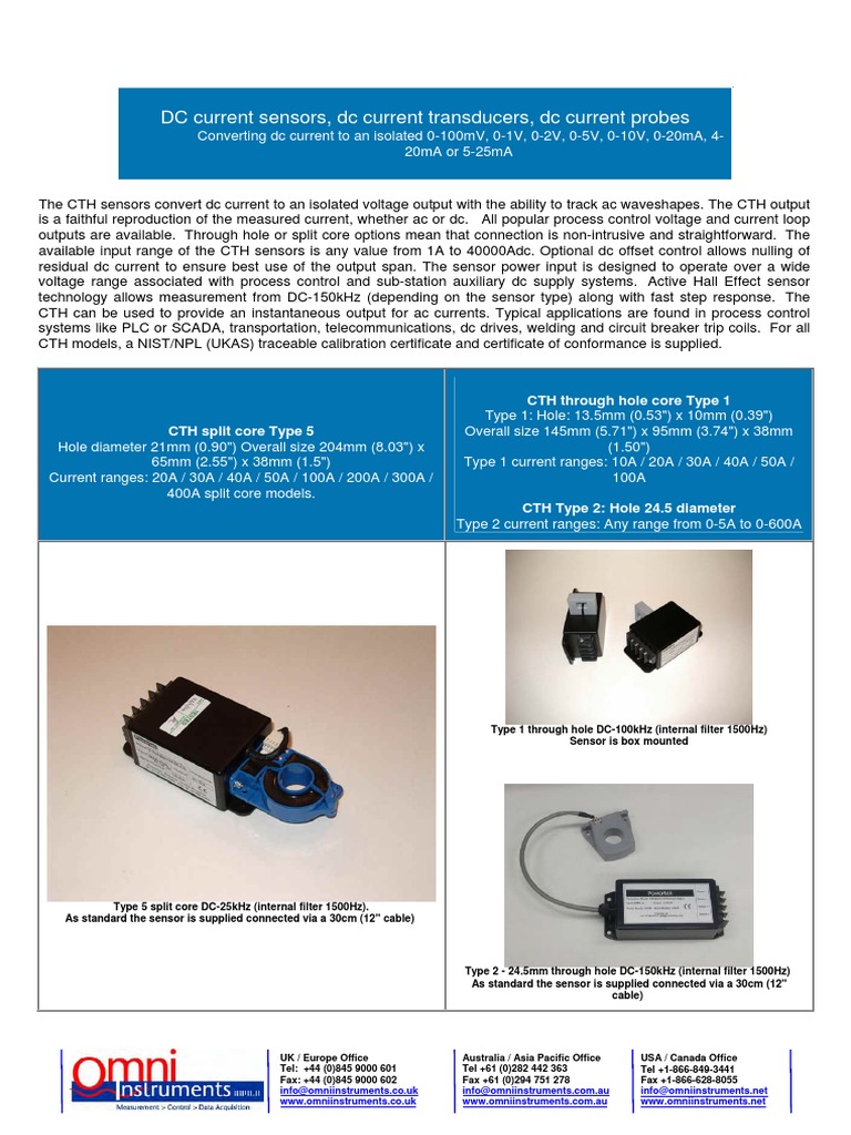 DC Current Sensors, DC Current Transducers, DC Current Probes | PDF ...