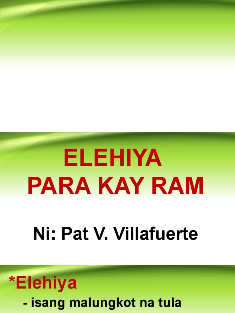 Elehiya para Kay Ram (Made by Me) | PDF