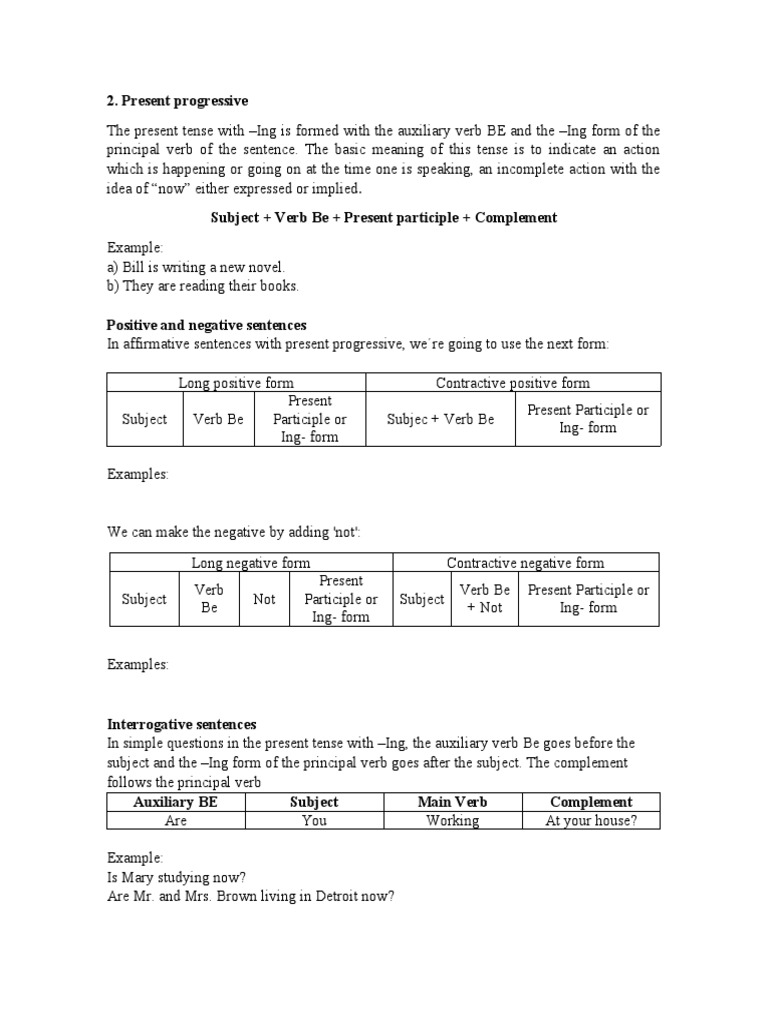 Present Progressive | PDF | Verb | Question
