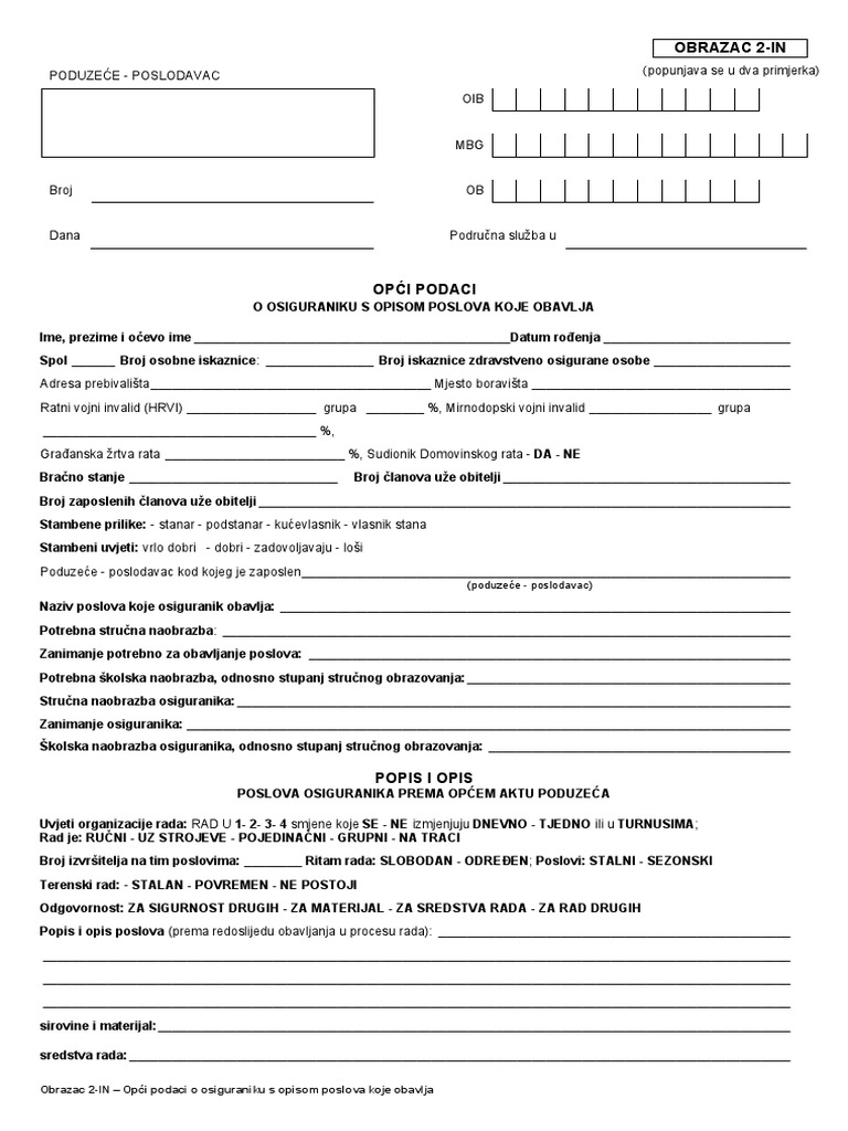 Obrazac 2 in PDF | PDF