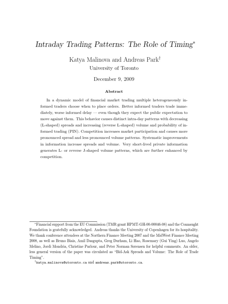 Intraday Trading Patterns Explained | PDF | Order (Exchange) | Market Maker