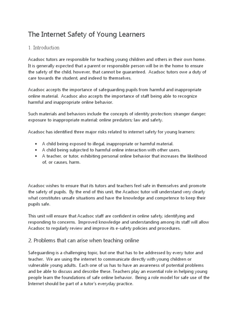 Protecting Young Learners Online: A Guide to Internet Safety for ...