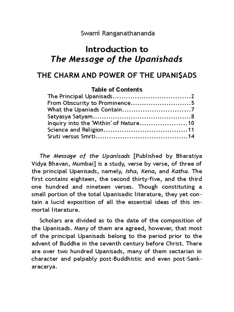 Message Of The Upanishads Pdf Upanishads Brahman