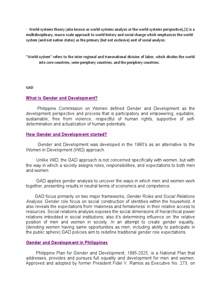 What Is Gender and Development? | PDF | Gender And Development | World ...
