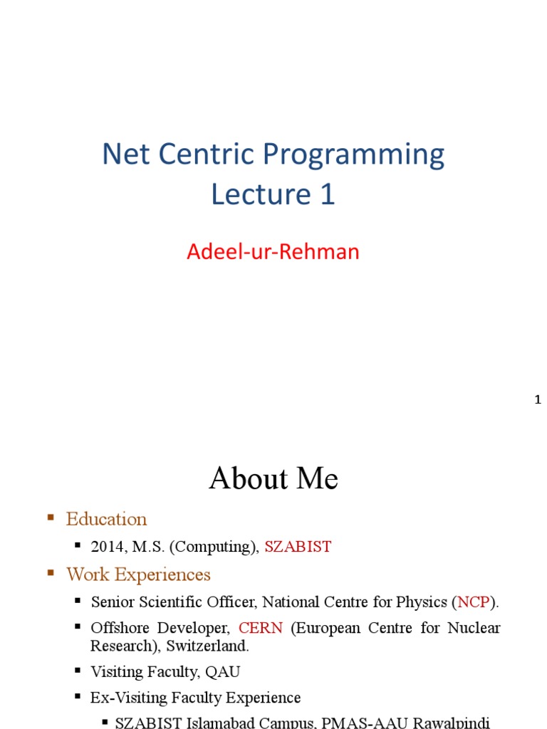 Net Centric Programming: Adeel-ur-Rehman | PDF | Computer Network ...