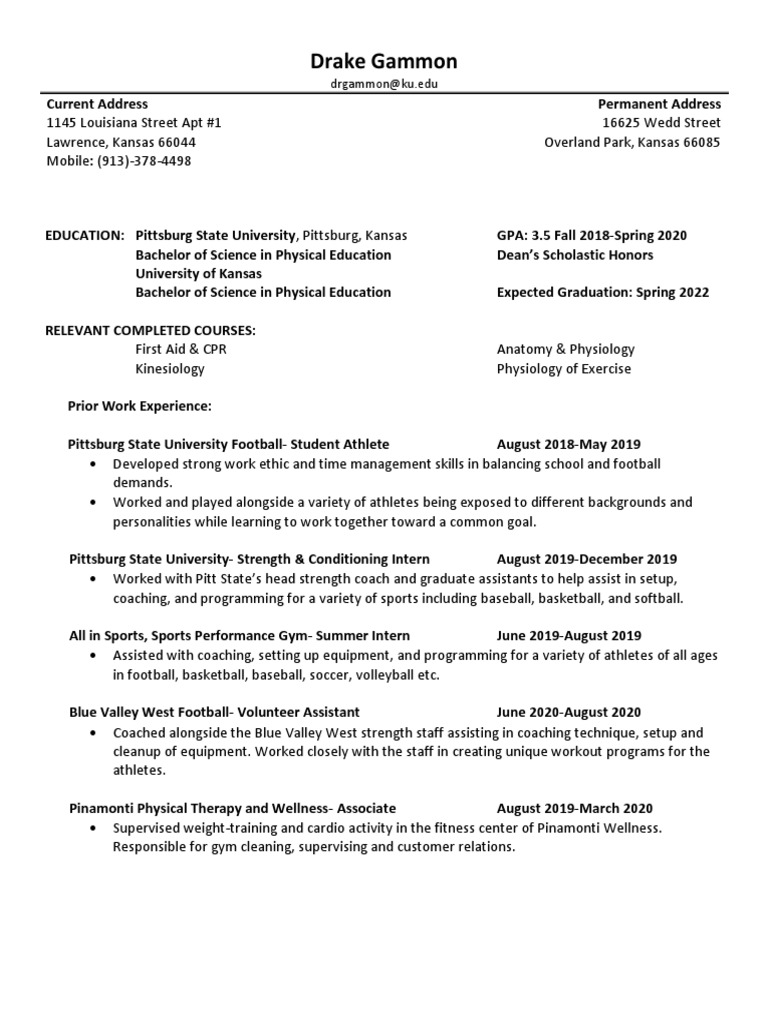 Drake Resume | Download Free PDF | Physical Therapy | Recreation