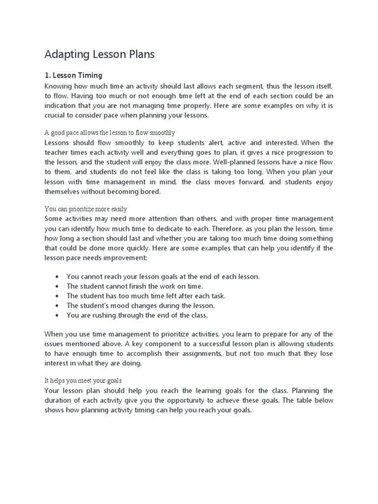 Adapting Lesson Plans | PDF | Lesson Plan | Question