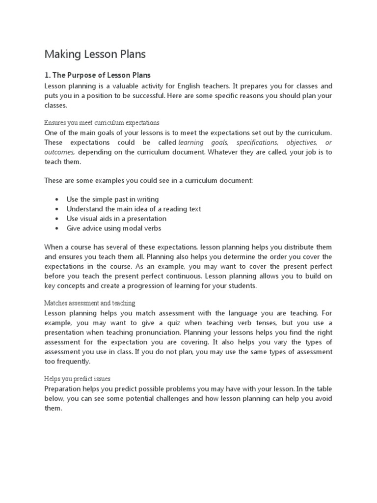 Making Lesson Plans | PDF | Lesson Plan | Educational Assessment