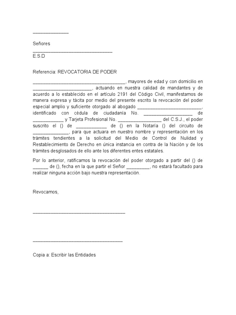 Modelo Revocatoria de Poder de Un Abogado | PDF