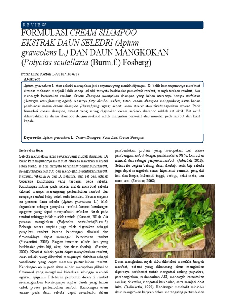 Formulasi Sediaan Shampoo Dari Minyak Seledri | PDF