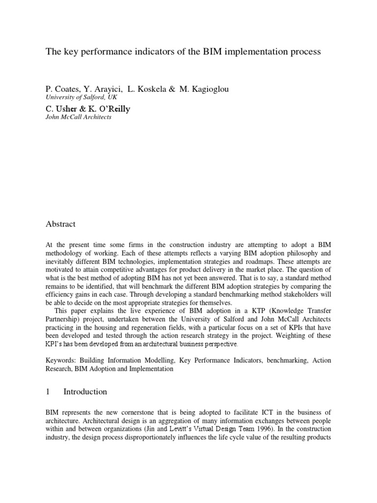 The KPIs of The BIM Implementation Process | PDF | Building Information ...