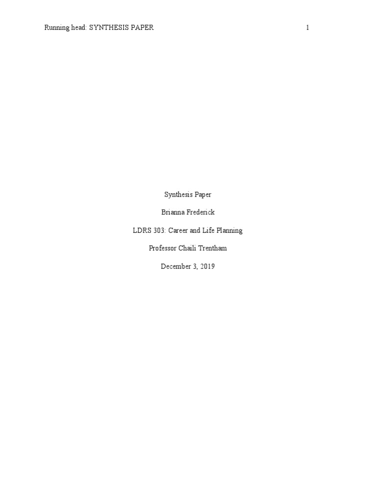 Synthesis Paper | PDF | Nursing