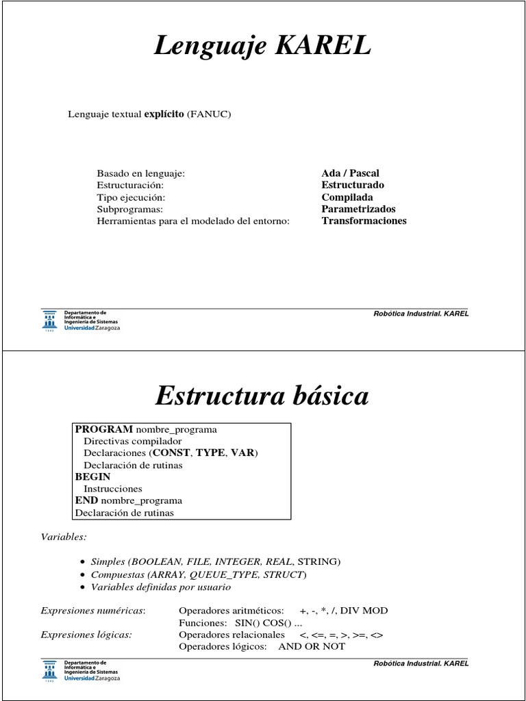Lenguaje KAREL en Robótica Industrial | PDF | Lenguaje de programación ...