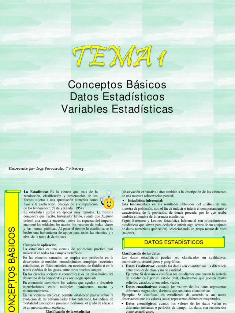 TEMA 1 ESTADISTICA I Conceptos Básicos - Datos. Variables | Descargar gratis PDF | Estadísticas ...