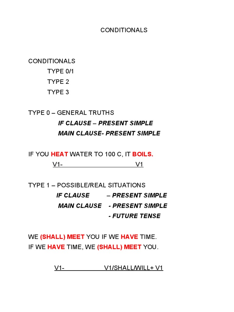 Conditionals 9th Grade | PDF