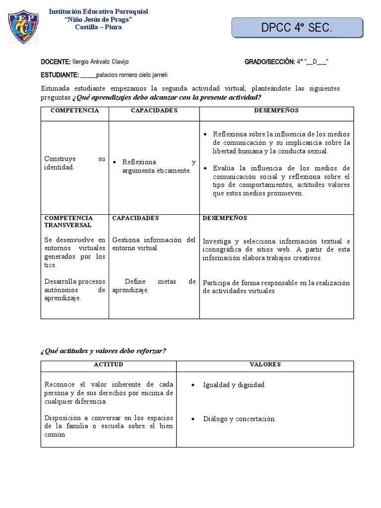 Sesión 04 DPCC 4° Secundaria NJP 2020 | PDF | Hombre | Publicidad