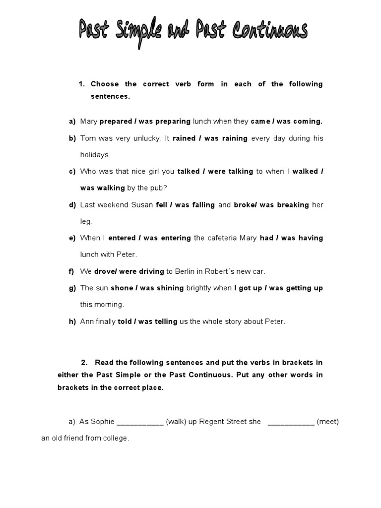 Past Simple Vs Past Continuous | PDF