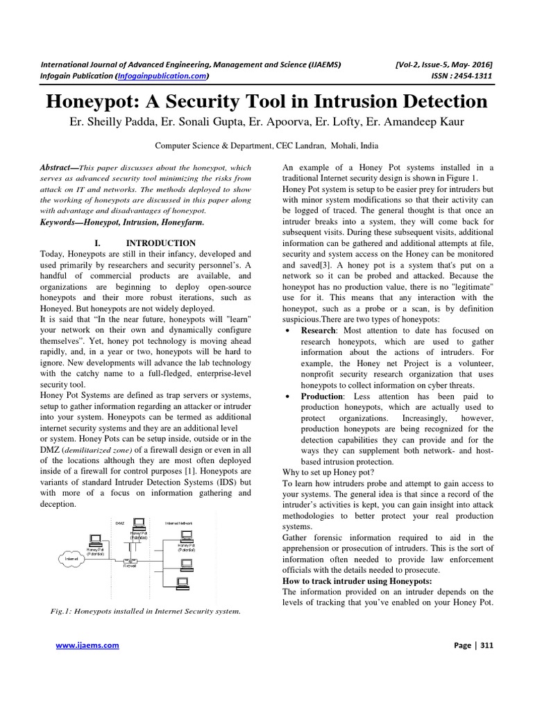 Honeypot: A Security Tool in Intrusion Detection | PDF | Firewall ...