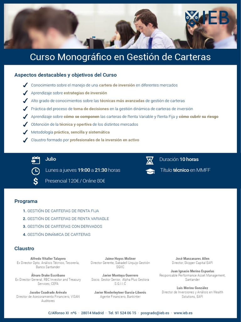 Flyer Monografico Gestion de Carteras | PDF | Inversiones | Dinero