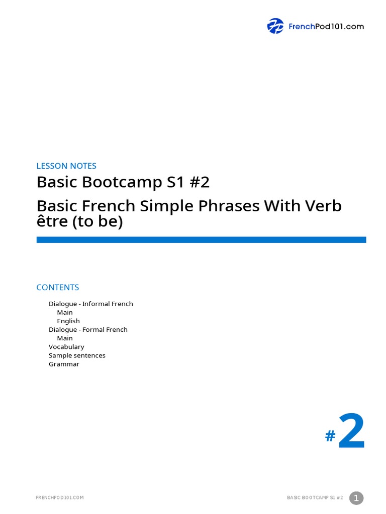 Lesson 2 French Verb Être and Nationalities | PDF | Subject (Grammar ...