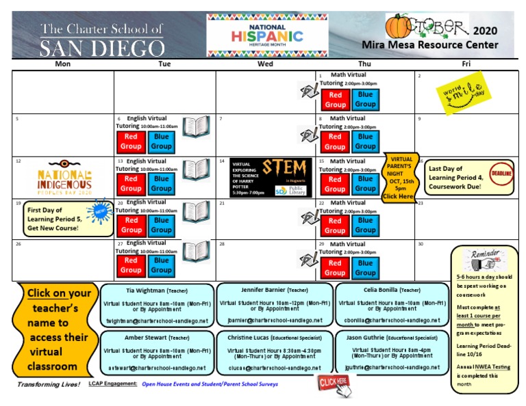MM Calendar Oct 2020 | PDF | Learning | Behavior Modification