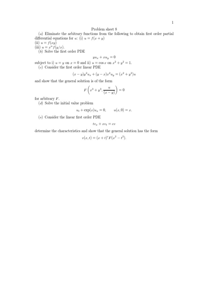 Elimination of Arbitrary Constant | PDF | Partial Differential Equation | Differential Equations