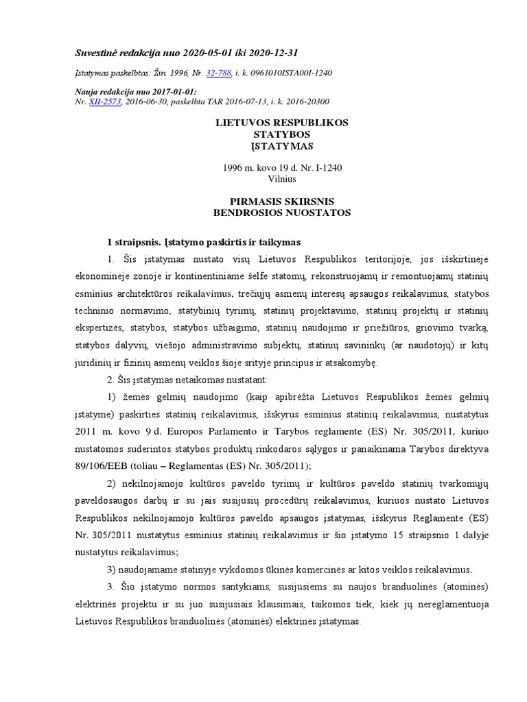 Statybos Istatymas | PDF
