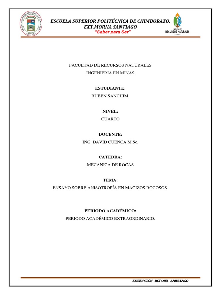 Anisotropia en Macizo Rocoso | PDF | Anisotropía | Química
