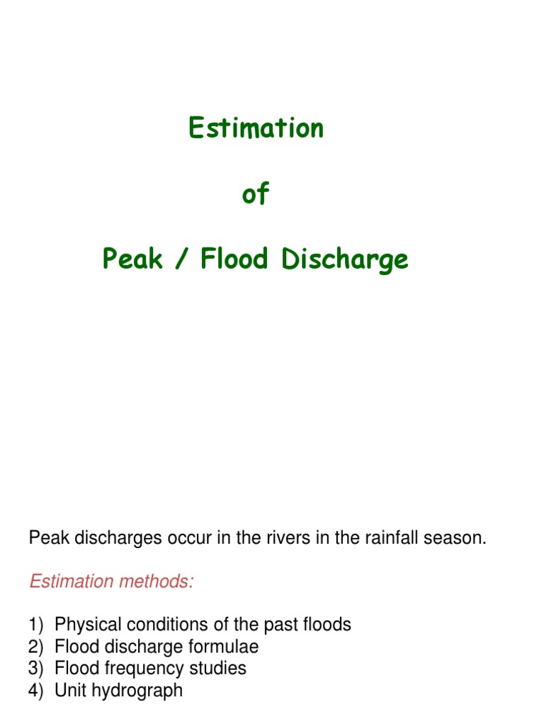 Estimation of Peak / Flood Discharge | PDF | Hydrology | Earth Sciences