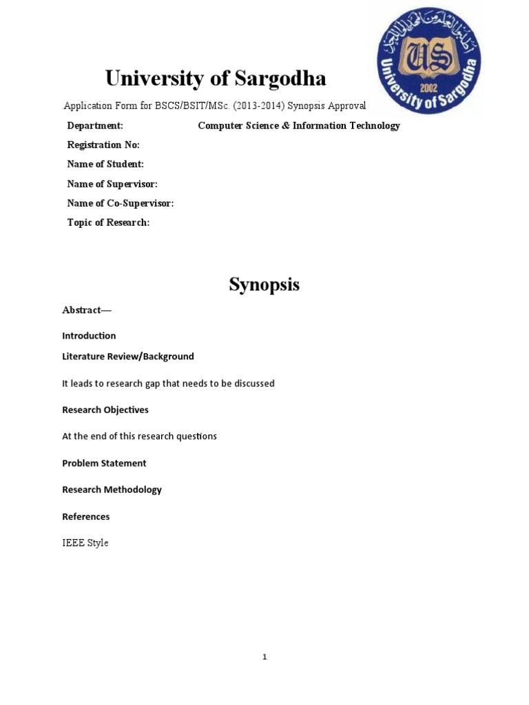 Synopsis Template | PDF