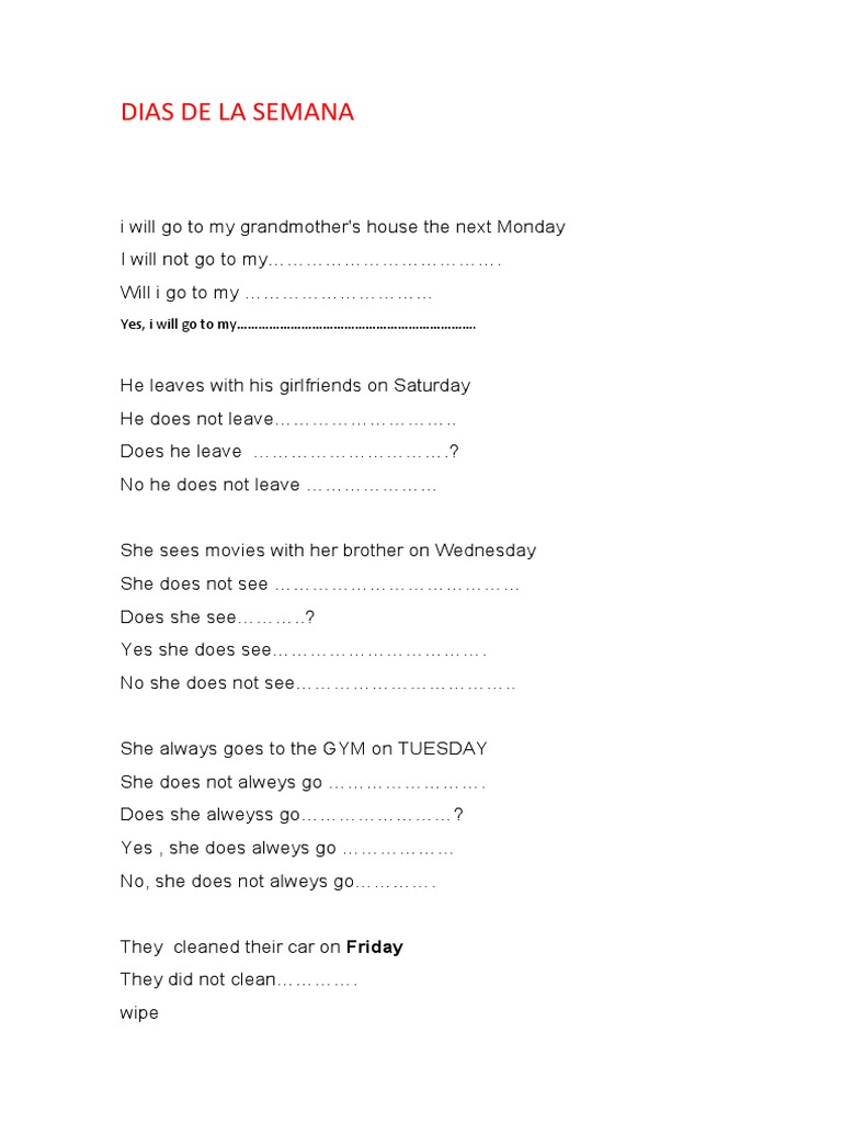 Days of the Week Activities Guide | PDF