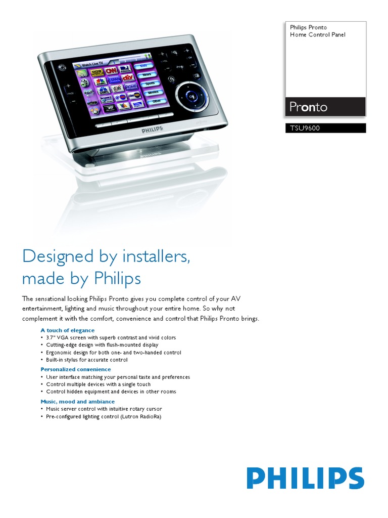 Designed by Installers, Made by Philips: Philips Pronto Home Control ...