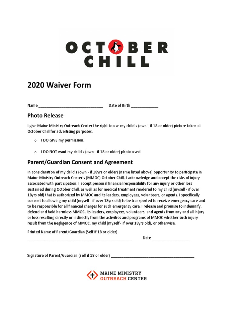2020 October Chill Waiver Form | PDF | Social Science