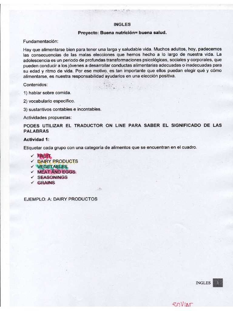 Actividades de Ingles Segundo Año Secundaria | PDF