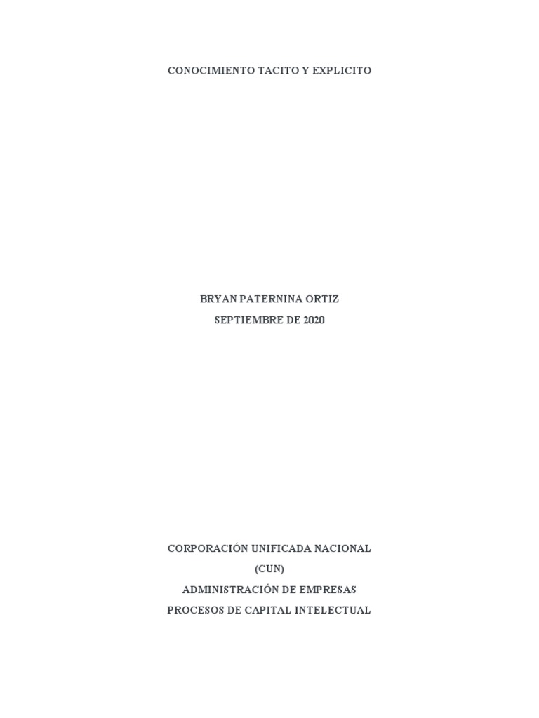 Conocimiento Tacito y Explicito | PDF
