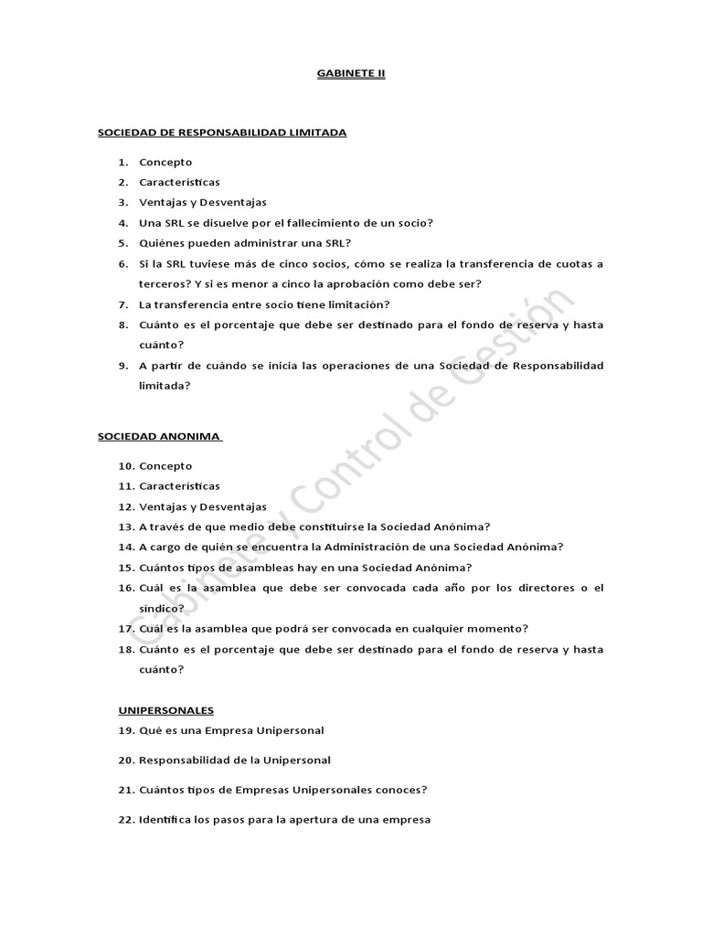 Preguntas para El Examen Final Gabinete Ii Oral 2020 | PDF | Ratio financiero | Contabilidad