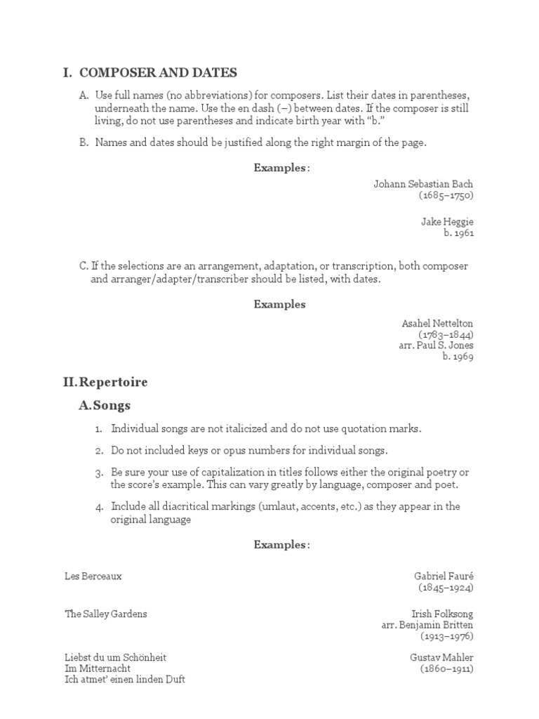 Composer Formatting Guidelines | PDF | Johann Sebastian Bach ...