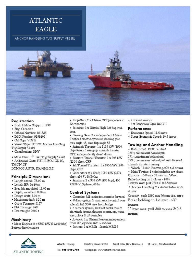 Atlantic Eagle - Infos, GA Plan PDF | PDF | Tugboat | Watercraft