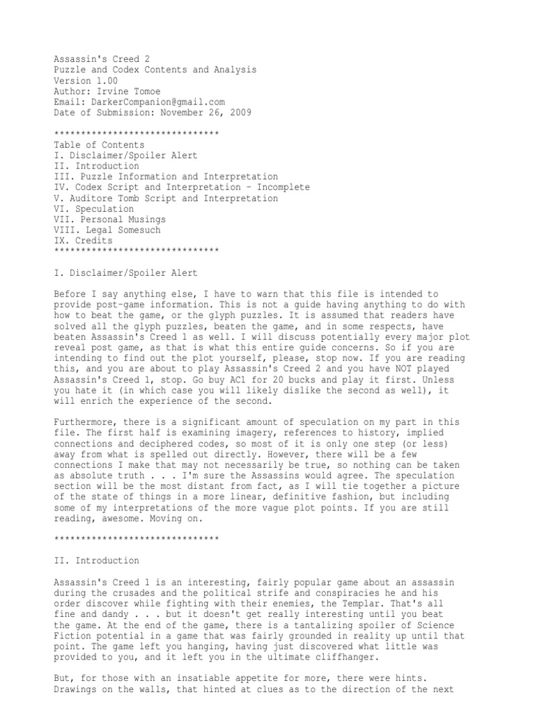 Assassins Creed II Codex | PDF | Cain And Abel | Christianity