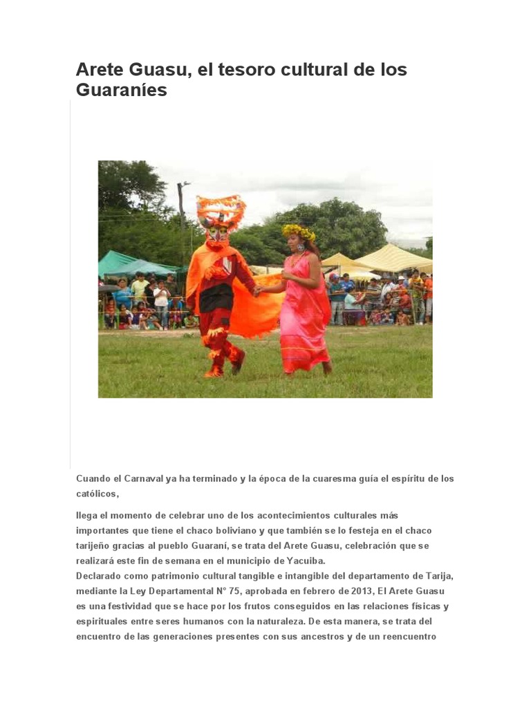 Arete Guasu: Fiesta Cultural Guaraní | PDF | Bailes | Entretenimiento ...