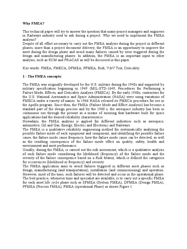 FMEA in Life Cycle SFMEA + DFMEA + PFMEA + FMEA PDF | PDF | Reliability ...