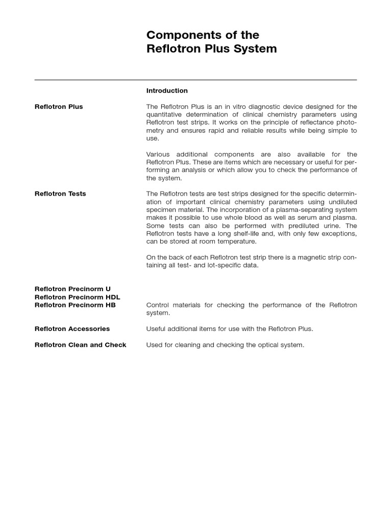 Reflotron Plus User Manual ENG | PDF | Mains Electricity | Blood Plasma