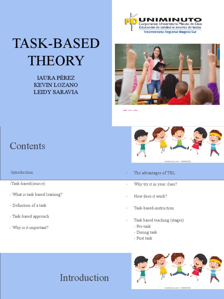 Task-Based Theory: Laura Pérez Kevin Lozano Leidy Saravia | PDF ...