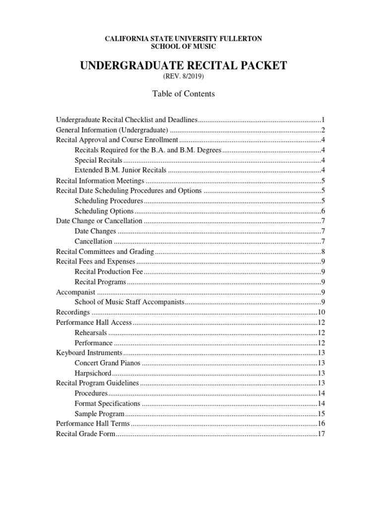 Music Recital Guide for Undergrads | PDF | Academic Term | Piano